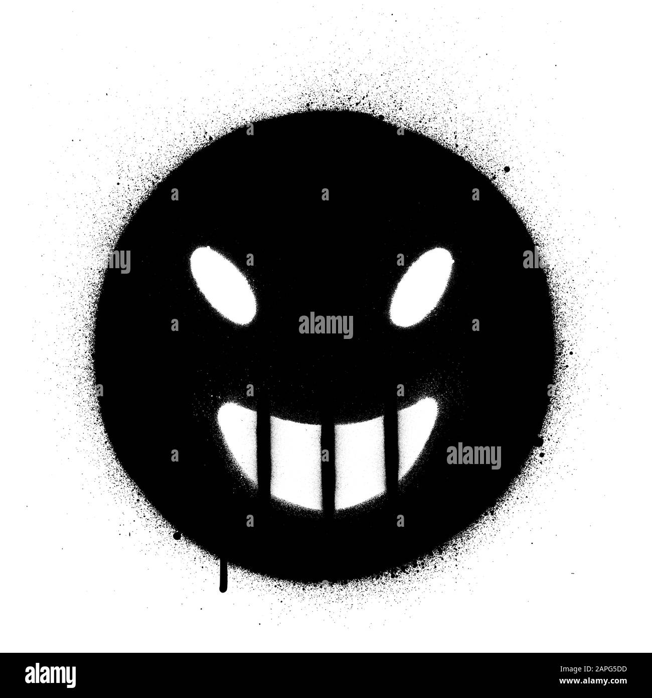 graffiti evil smile icon sprayed in black and white Stock Vector Image ...