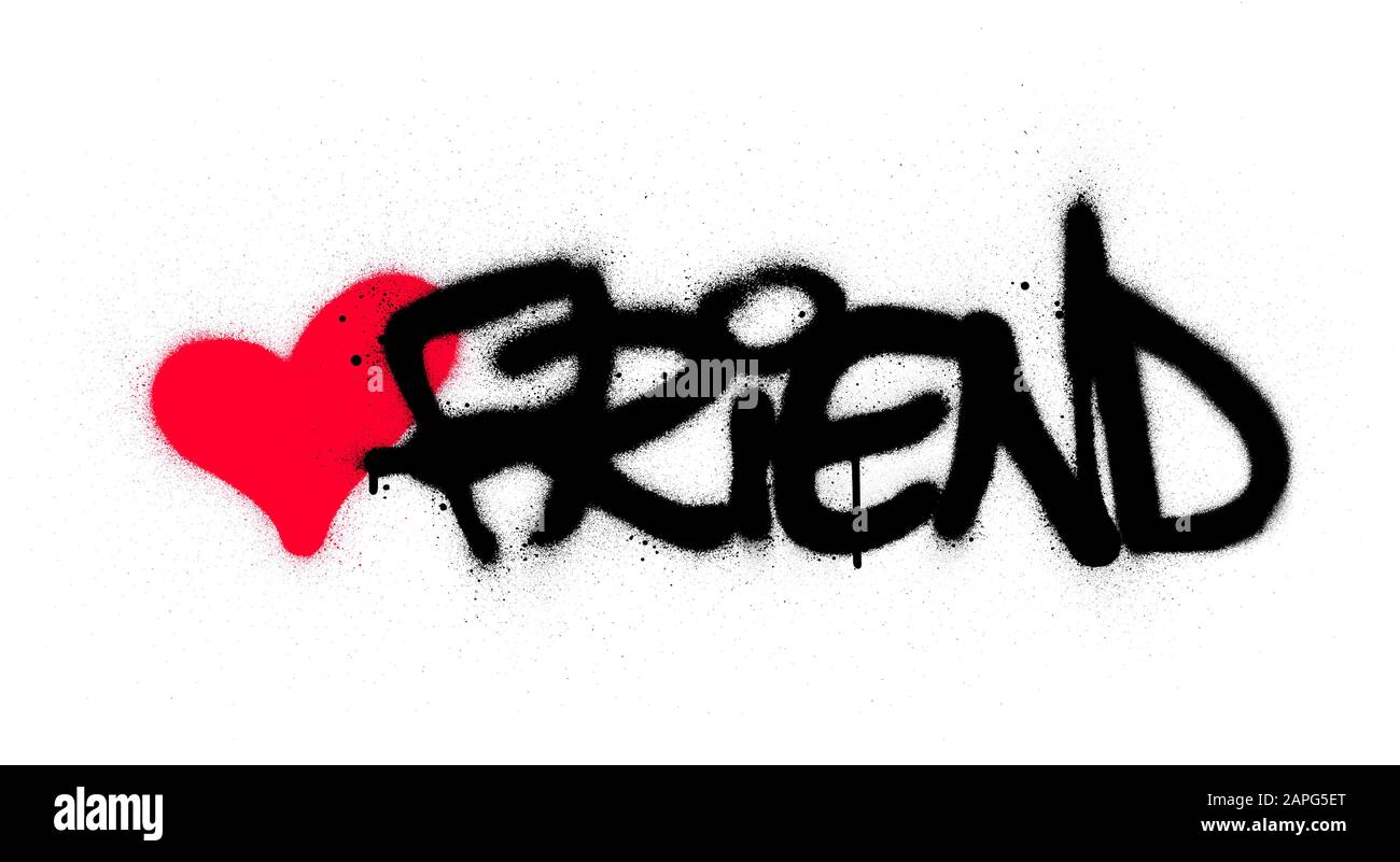 graffiti friend word with red heart sprayed over white Stock Vector ...