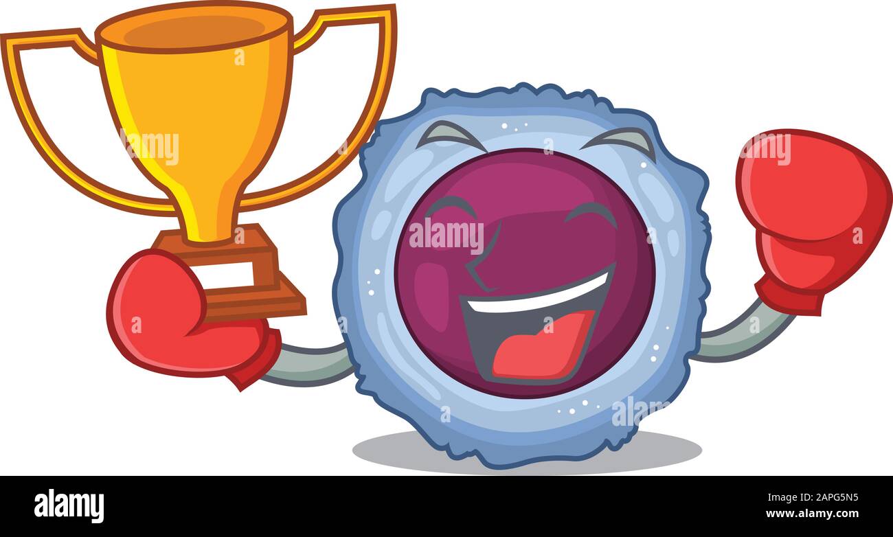 fantastic Boxing winner of lymphocyte cell in mascot cartoon style ...