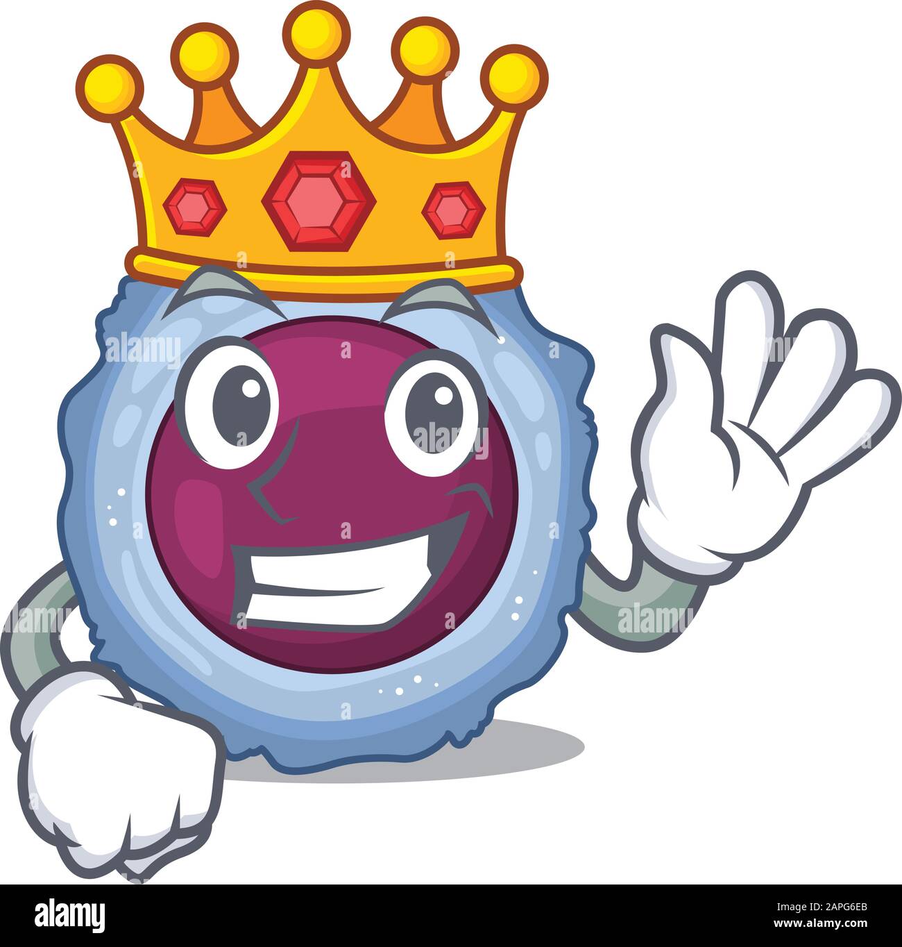 A stunning of lymphocyte cell stylized of King on cartoon mascot style ...