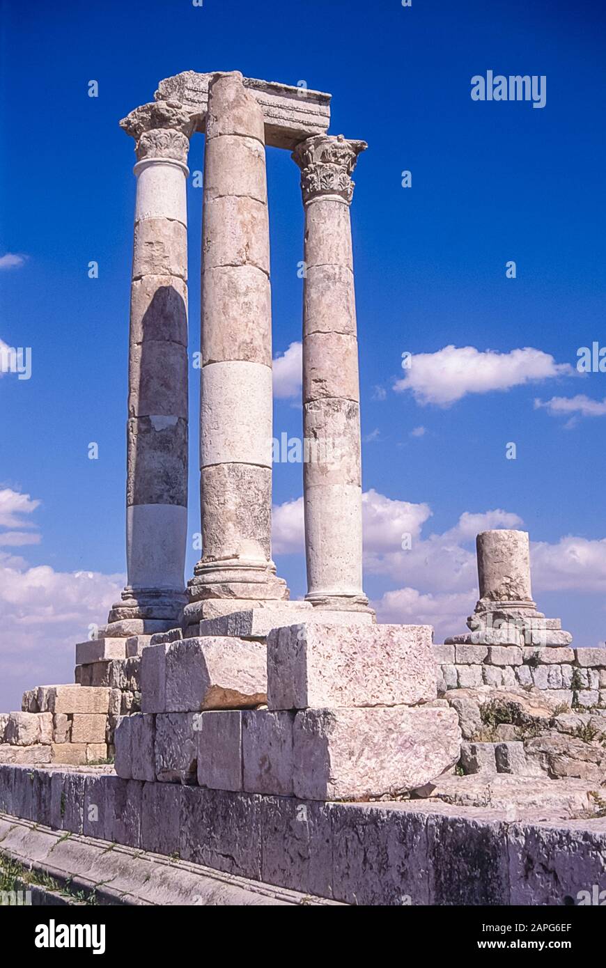 Jordan. Scenic landscapes from the Citadel of the remains and ruins of ...