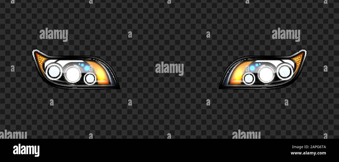 Headlight Car Detail With Glowing Effect Vector Stock Vector Image ...