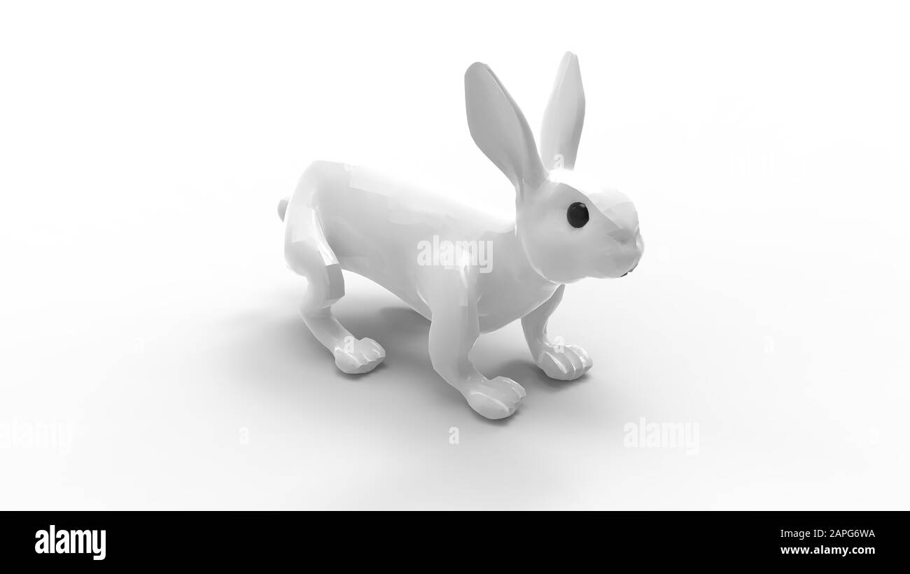 3D rendering of a bunny rabbit isolated in empty space background Stock ...