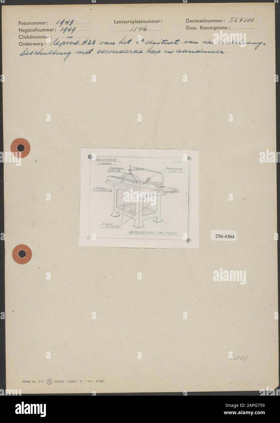 Circular saw protection with obsolete cover; drawing H23 of the 6th ...