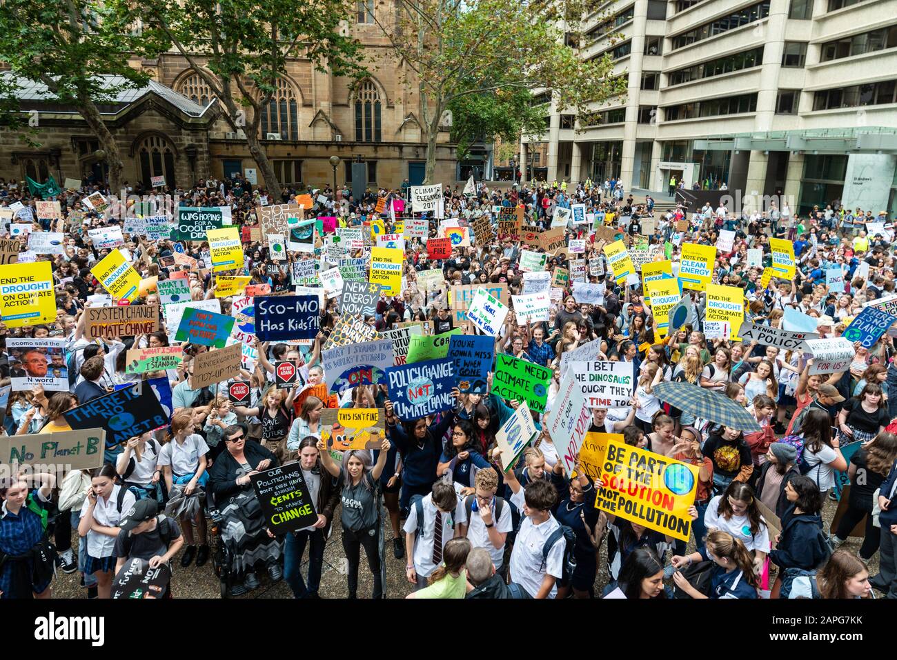 Sydney, Australia - March 15, 2019 - 20 000 Australian students gather ...