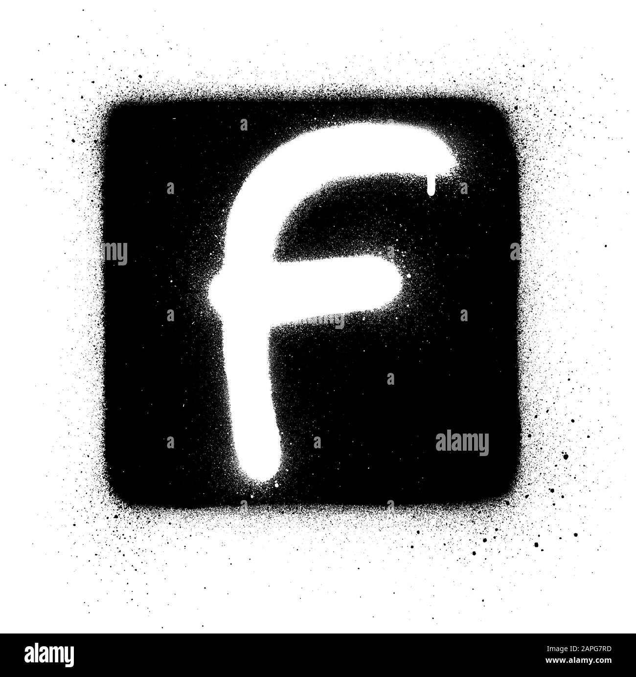 graffiti F font sprayed in white over black square Stock Vector Image ...