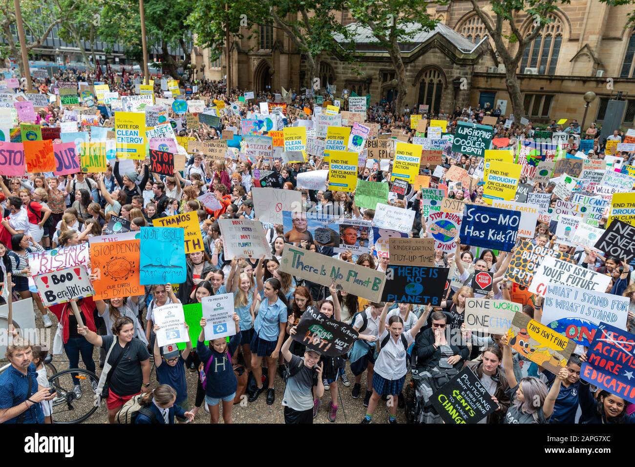 Sydney, Australia - March 15, 2019 - 20 000 Australian students gather ...