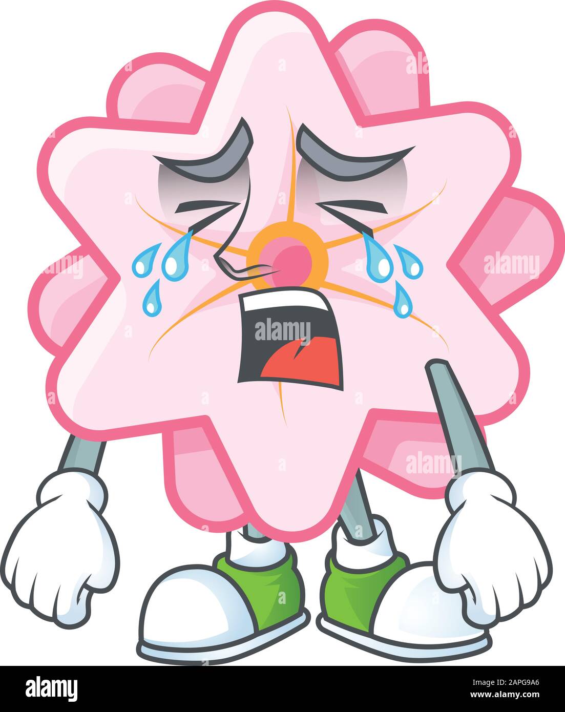 Sad of chinese pink flower cartoon mascot style Stock Vector Image ...