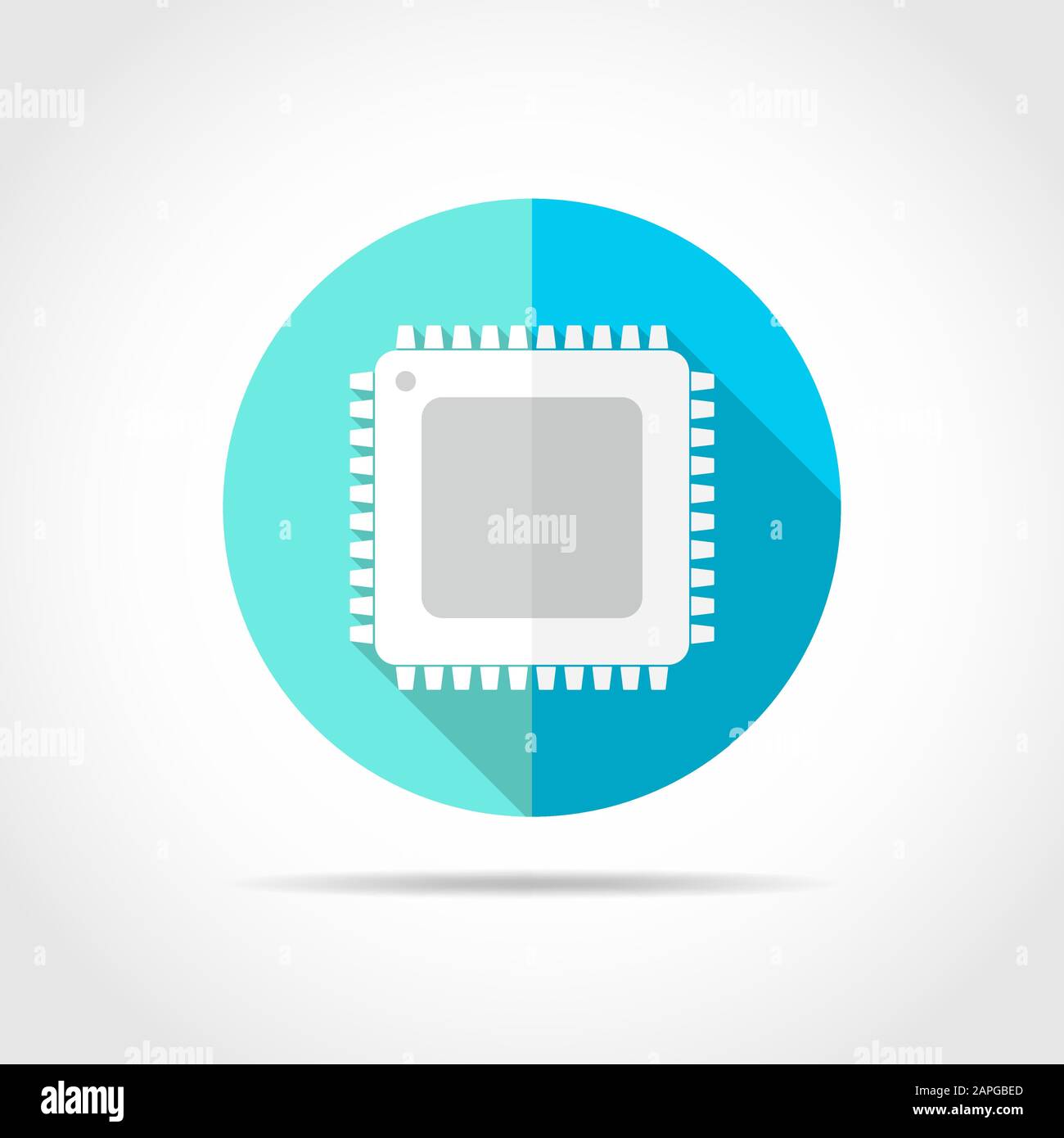 White chip in flat design with long shadow. Vector illustration. Simple ...