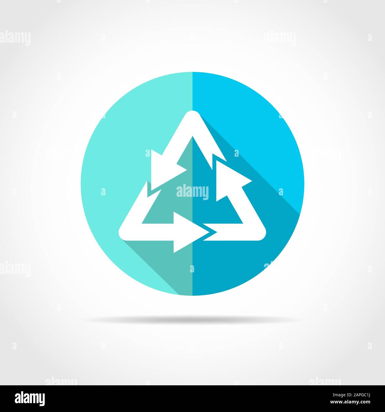 White recycling sign in flat design with long shadow. Vector ...