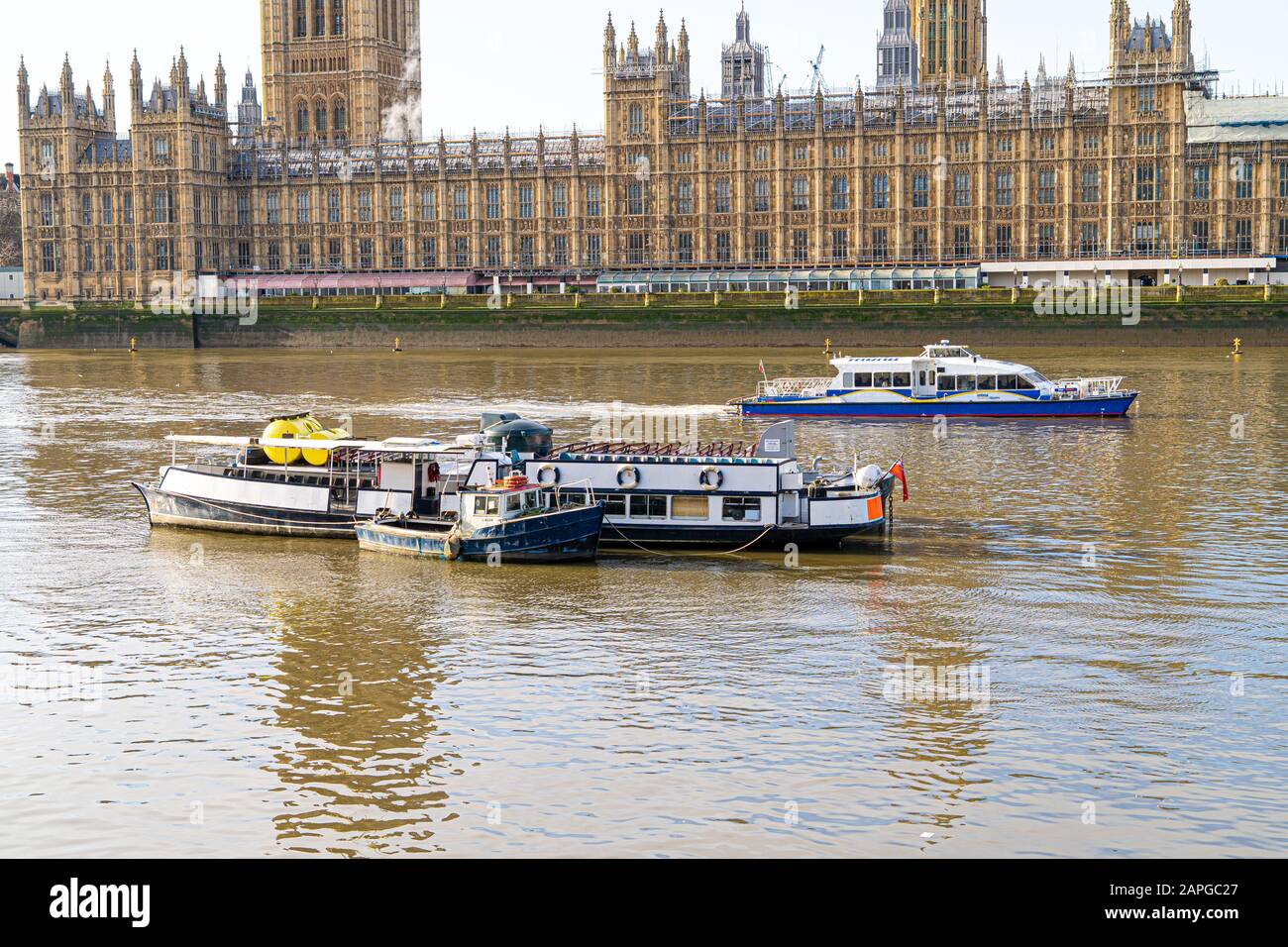London England UK January 20th 2020 Thames Barges from the south ...