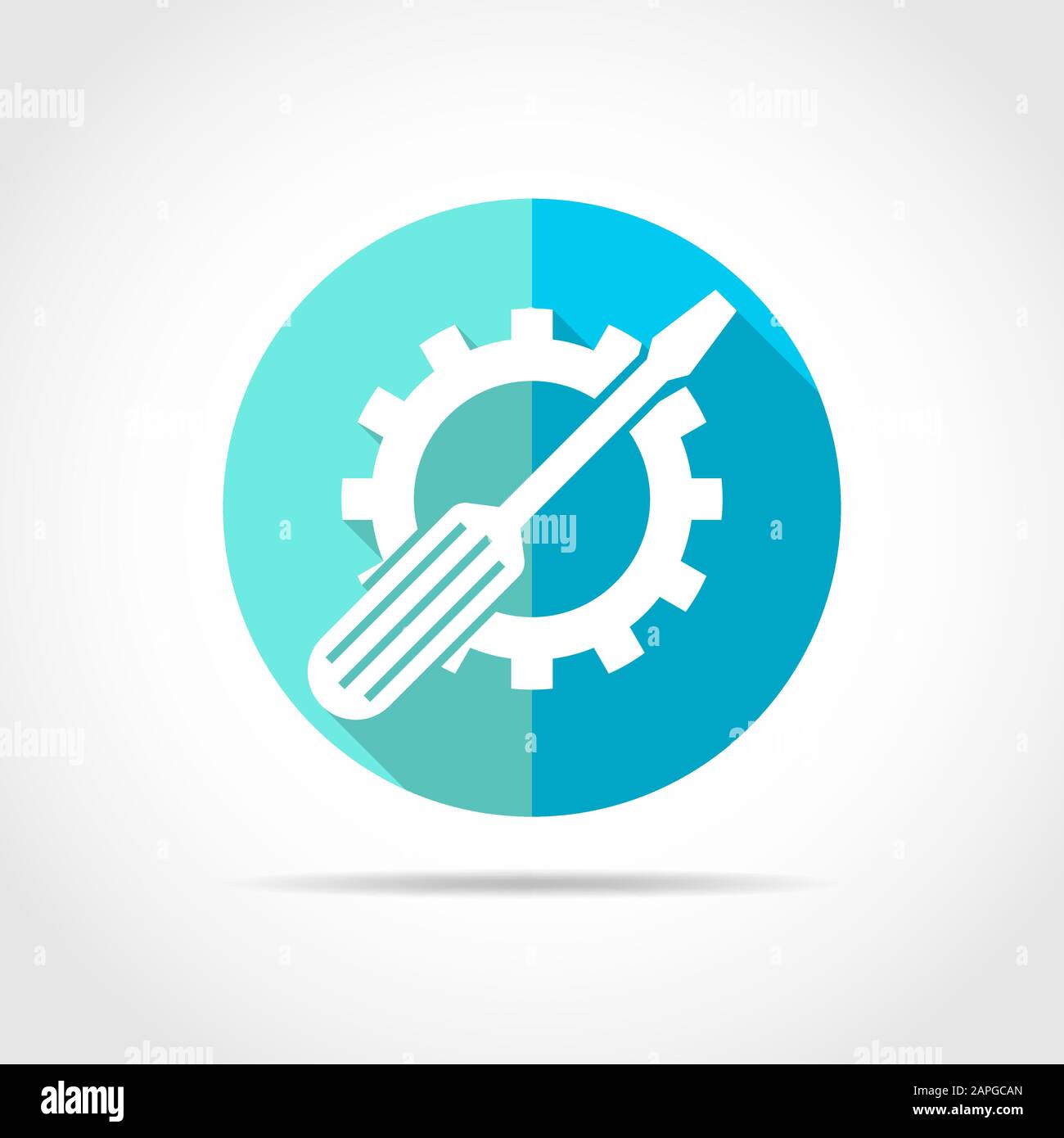 White Service symbol in flat design with long shadow. Vector ...