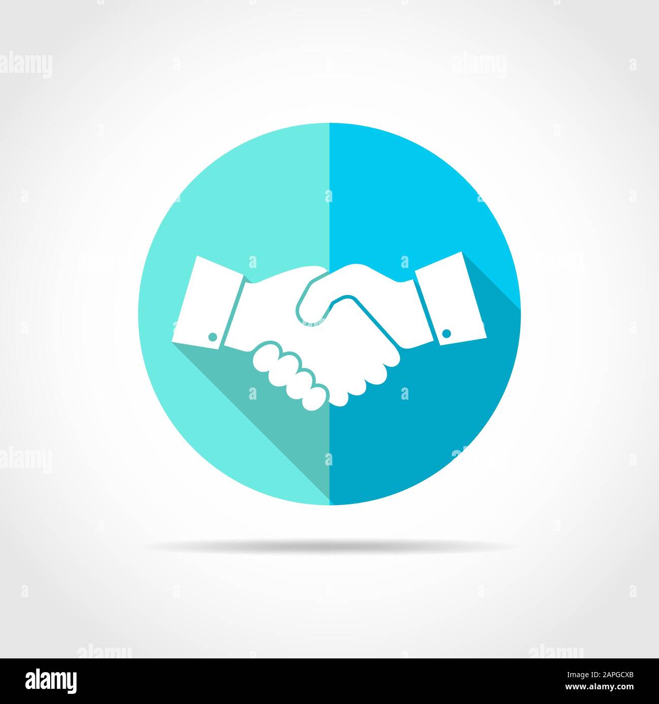 White handshake in flat design with long shadow. Vector illustration ...