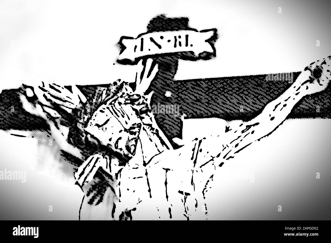 Ink illustration of the Crucifixion of Jesus Christ Stock Photo - Alamy