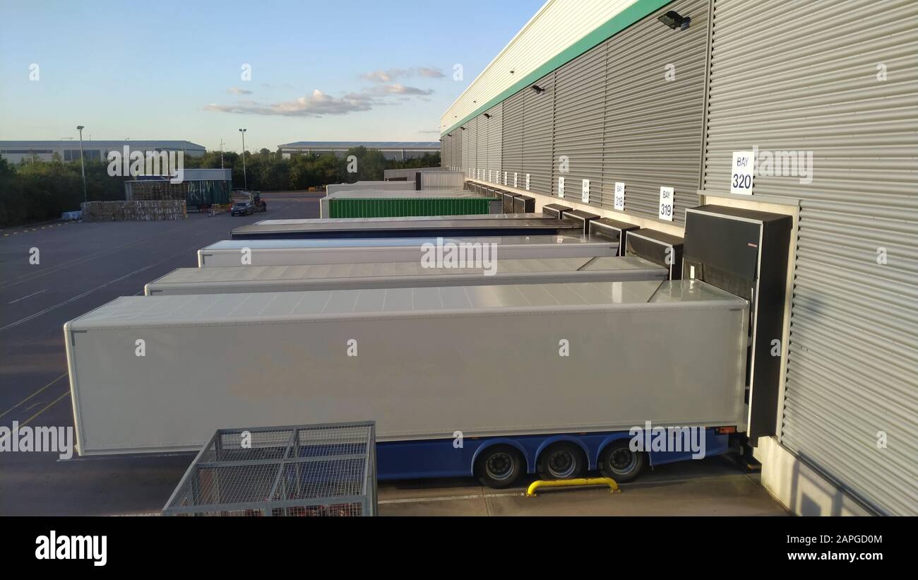 STAFFORD, UNITED KINGDOM - Mar 01, 2019: Trailers and containers ...