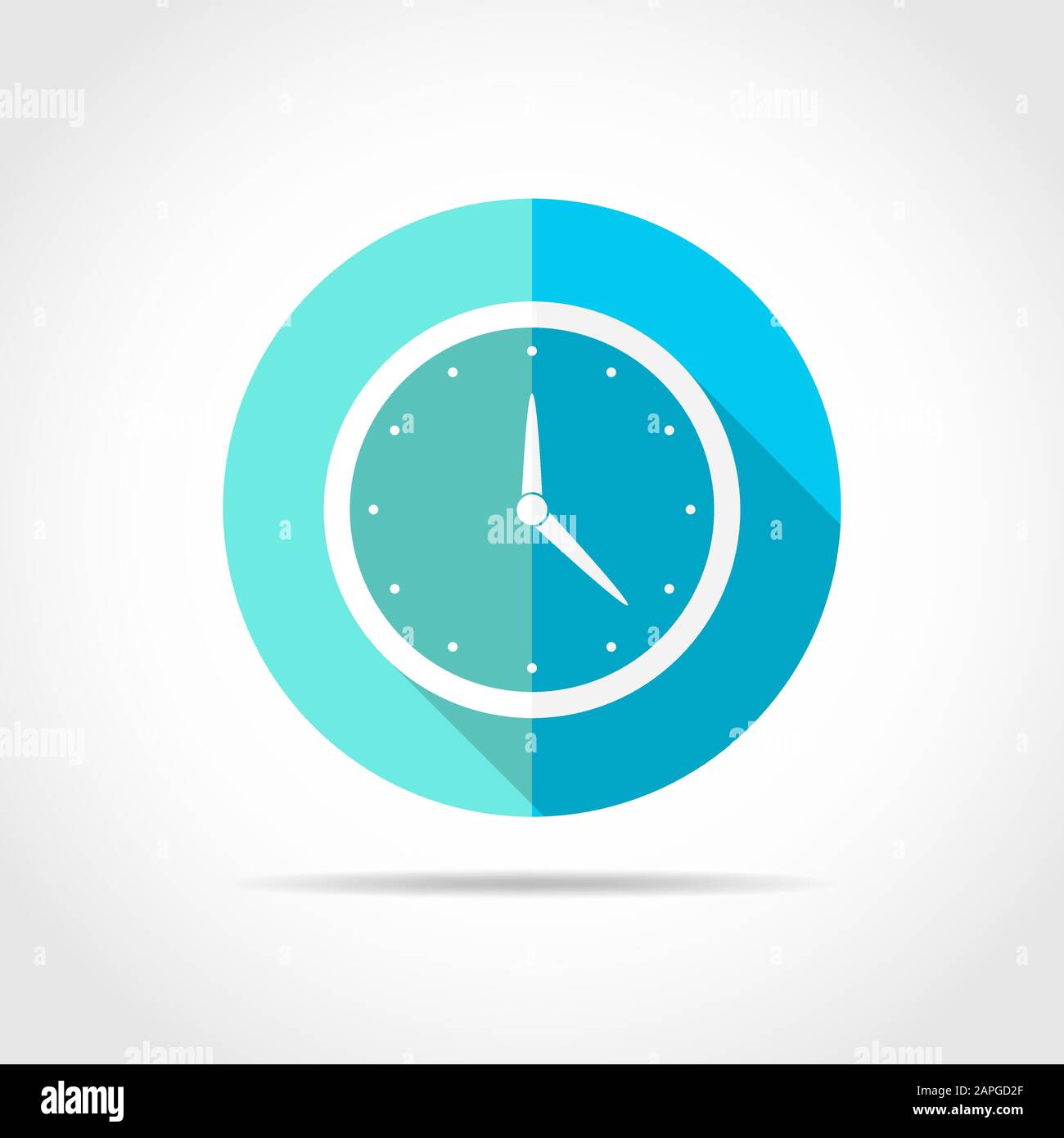 White clock in flat design with long shadow. Vector illustration ...