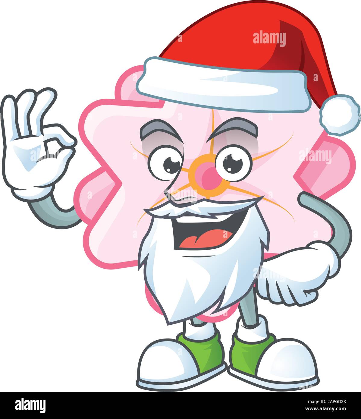 A picture of Santa chinese pink flower mascot picture style with ok ...