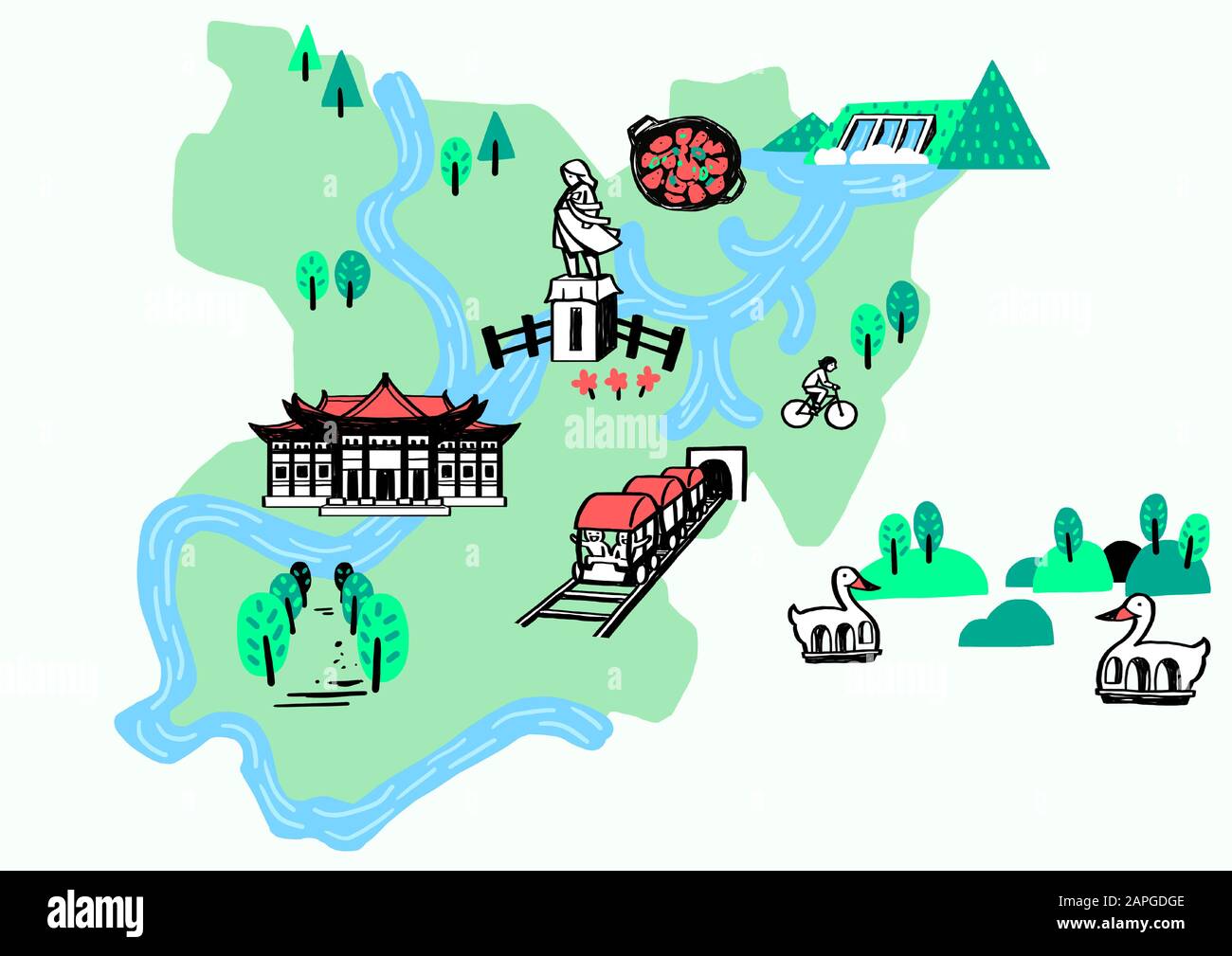 Korea travel map attraction tourism symbol illustration 003 Stock ...