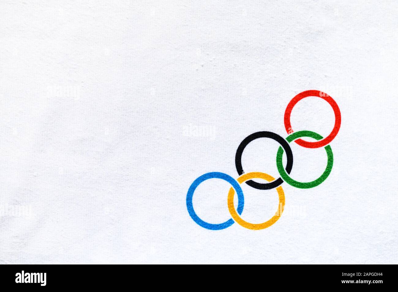 TOKYO, JAPAN, JANUARY. 20. 2020: Olympic Game background, white edit ...