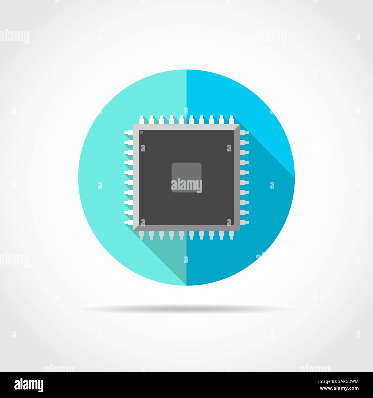 Black chip in flat design with long shadow. Vector illustration. Simple ...