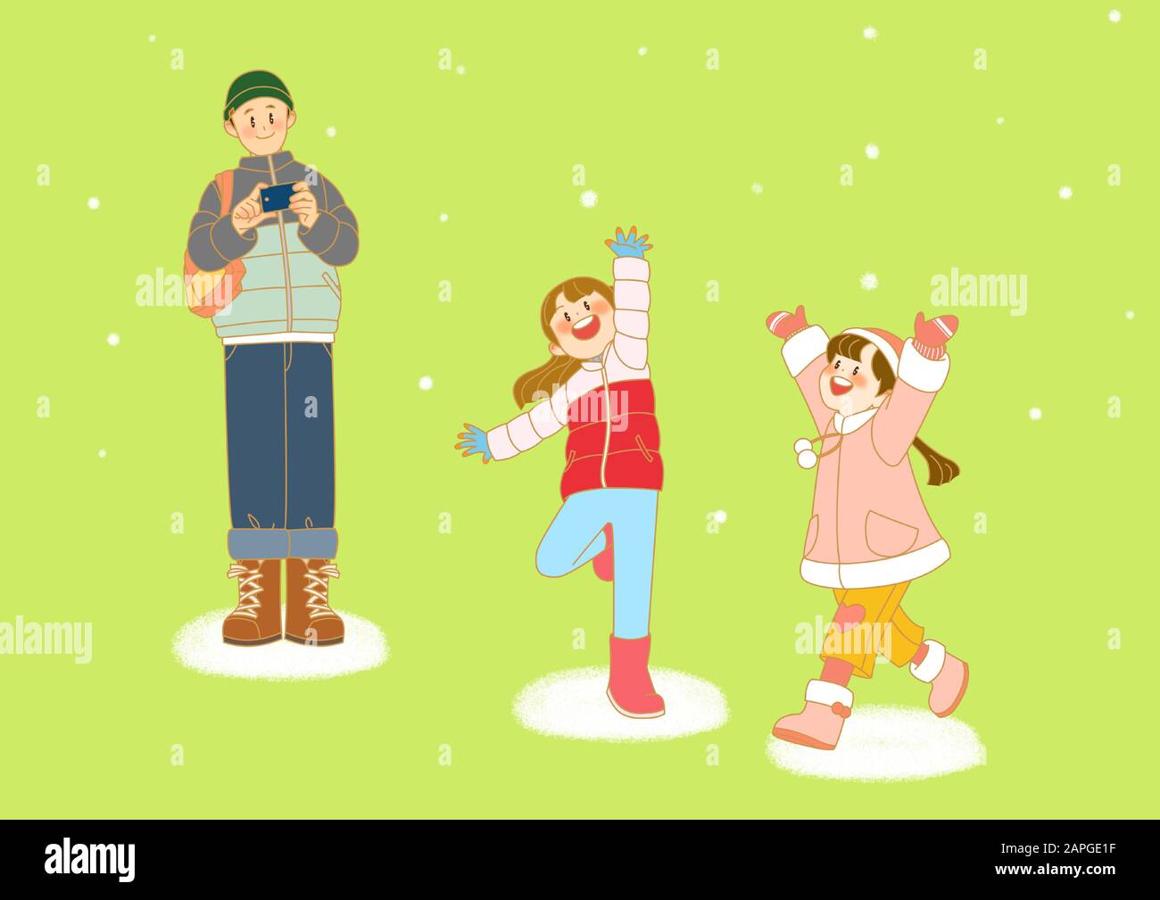 Winter season. Happy family having fun illustration 010 Stock Vector ...