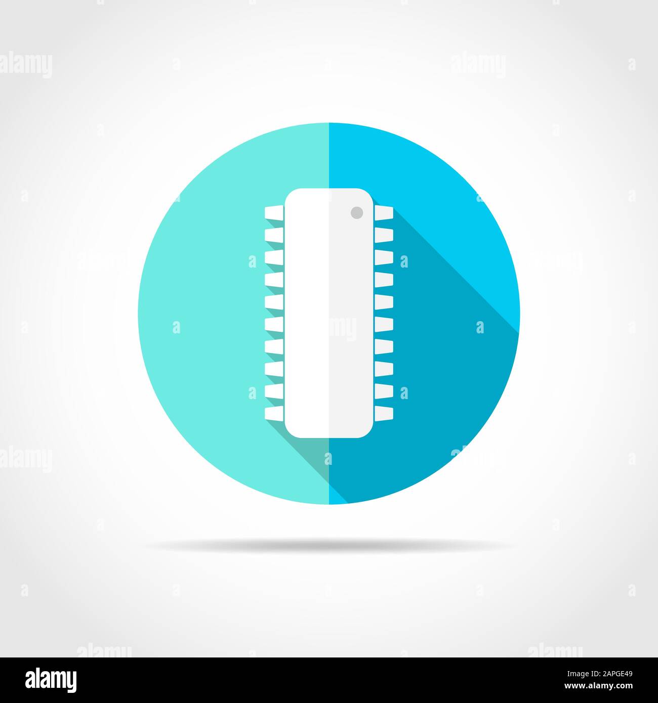 White chip in flat design with long shadow. Vector illustration. Simple ...