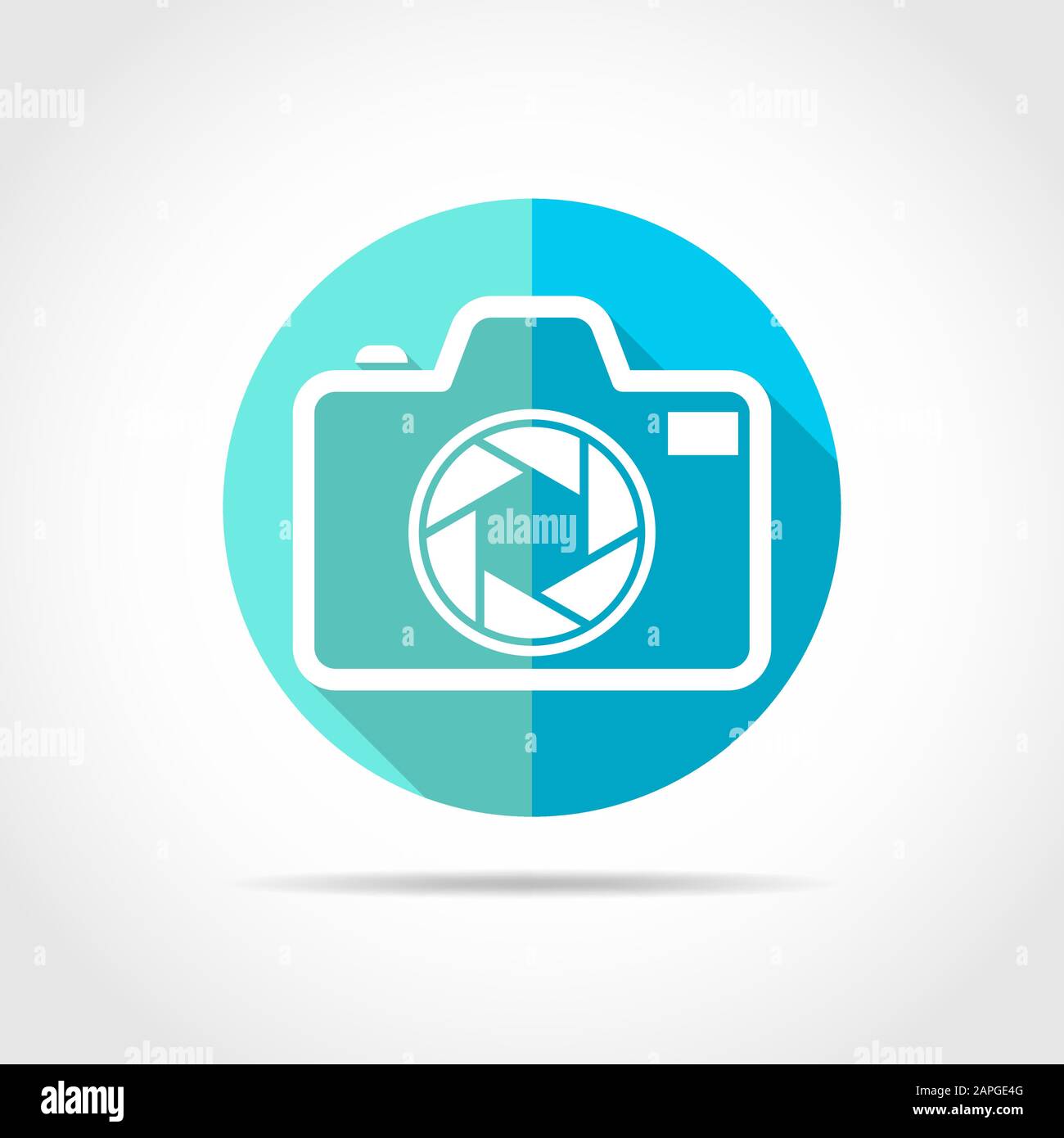 White photo camera in flat design with long shadow. Vector illustration ...