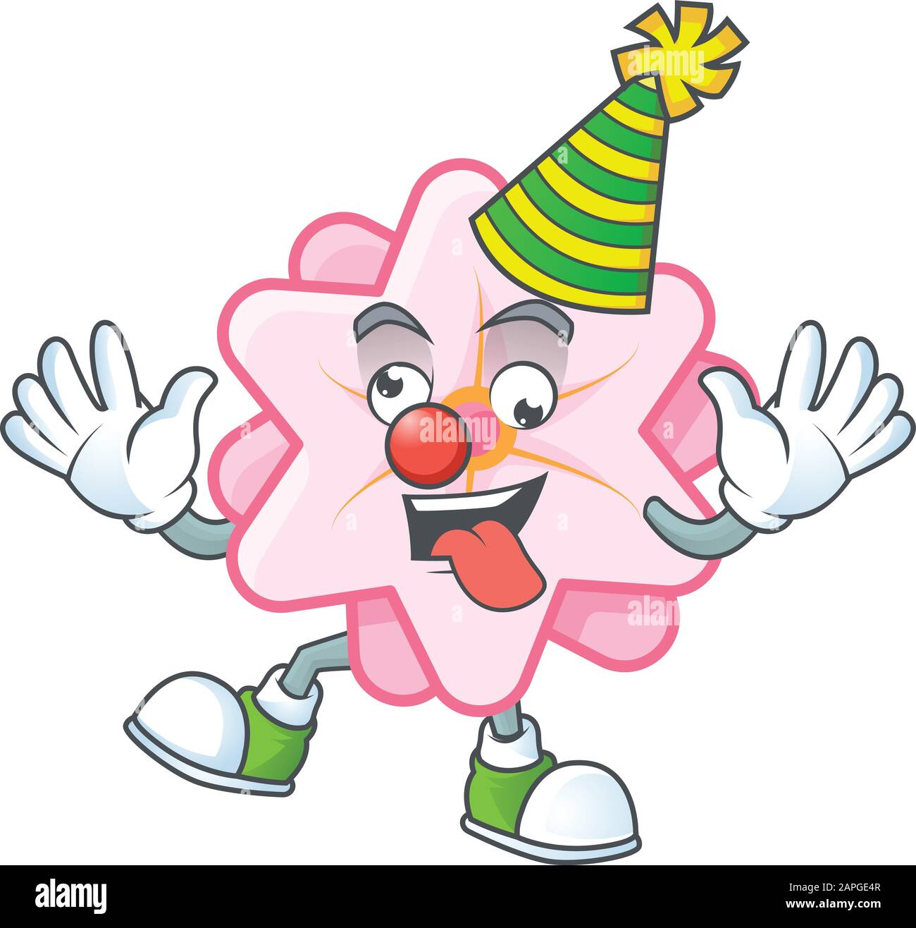 Funny Clown chinese pink flower cartoon character mascot design Stock ...
