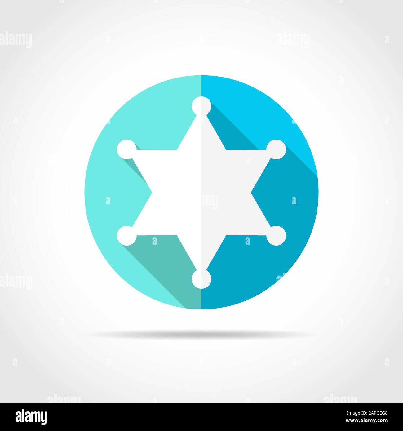 White Sheriff star in flat design with long shadow. Vector illustration ...