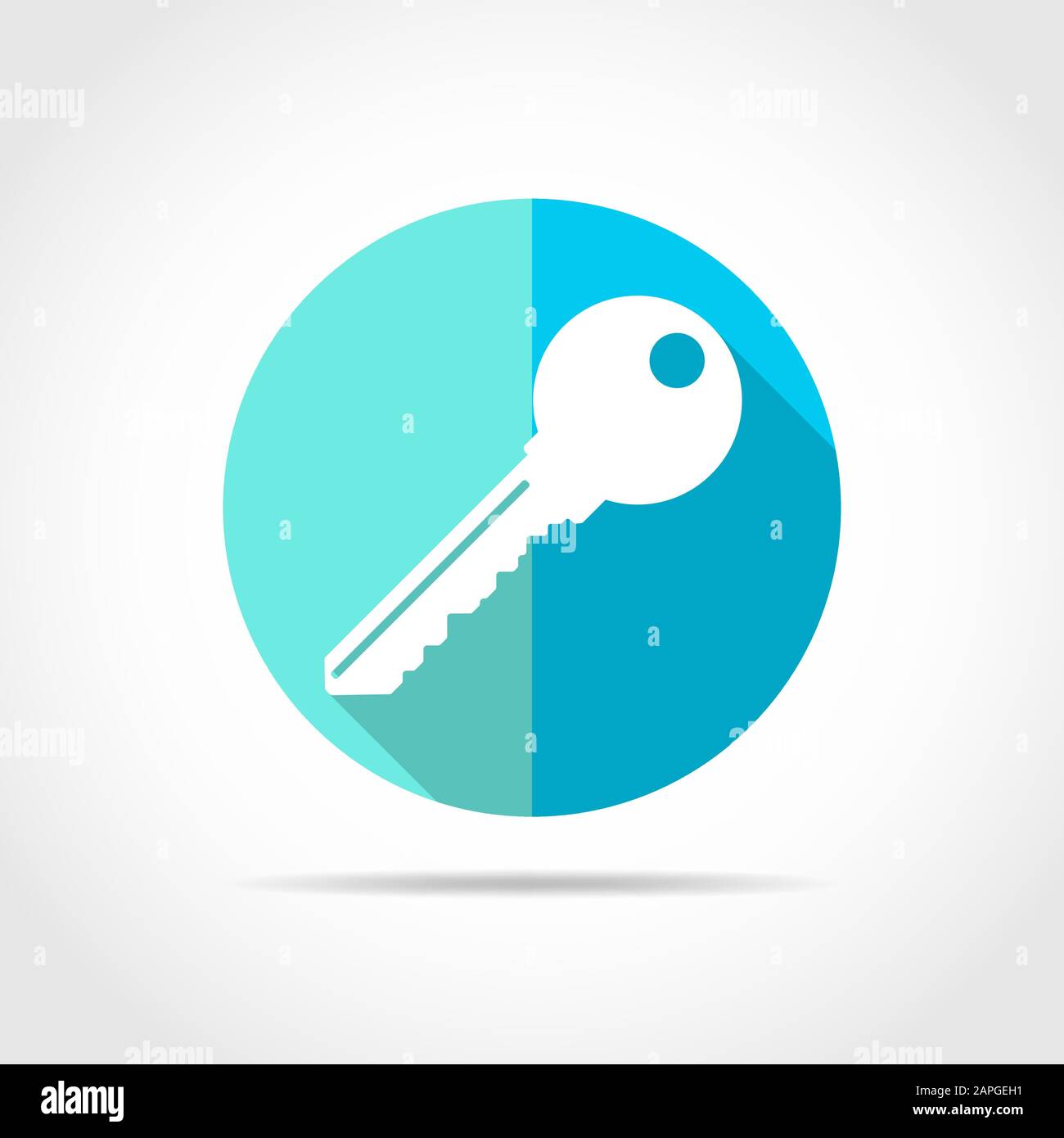 White key in flat design with long shadow. Vector illustration. Simple ...