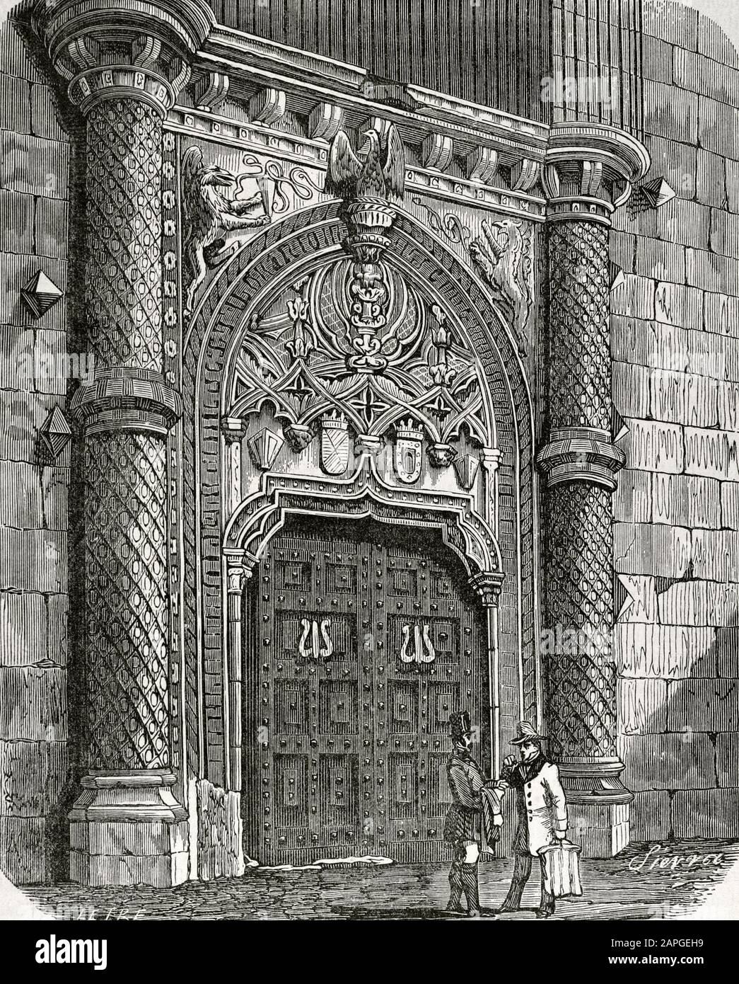 Spain, Guadalajara. Palace of El Infantado. Isabelline Gothic style ...