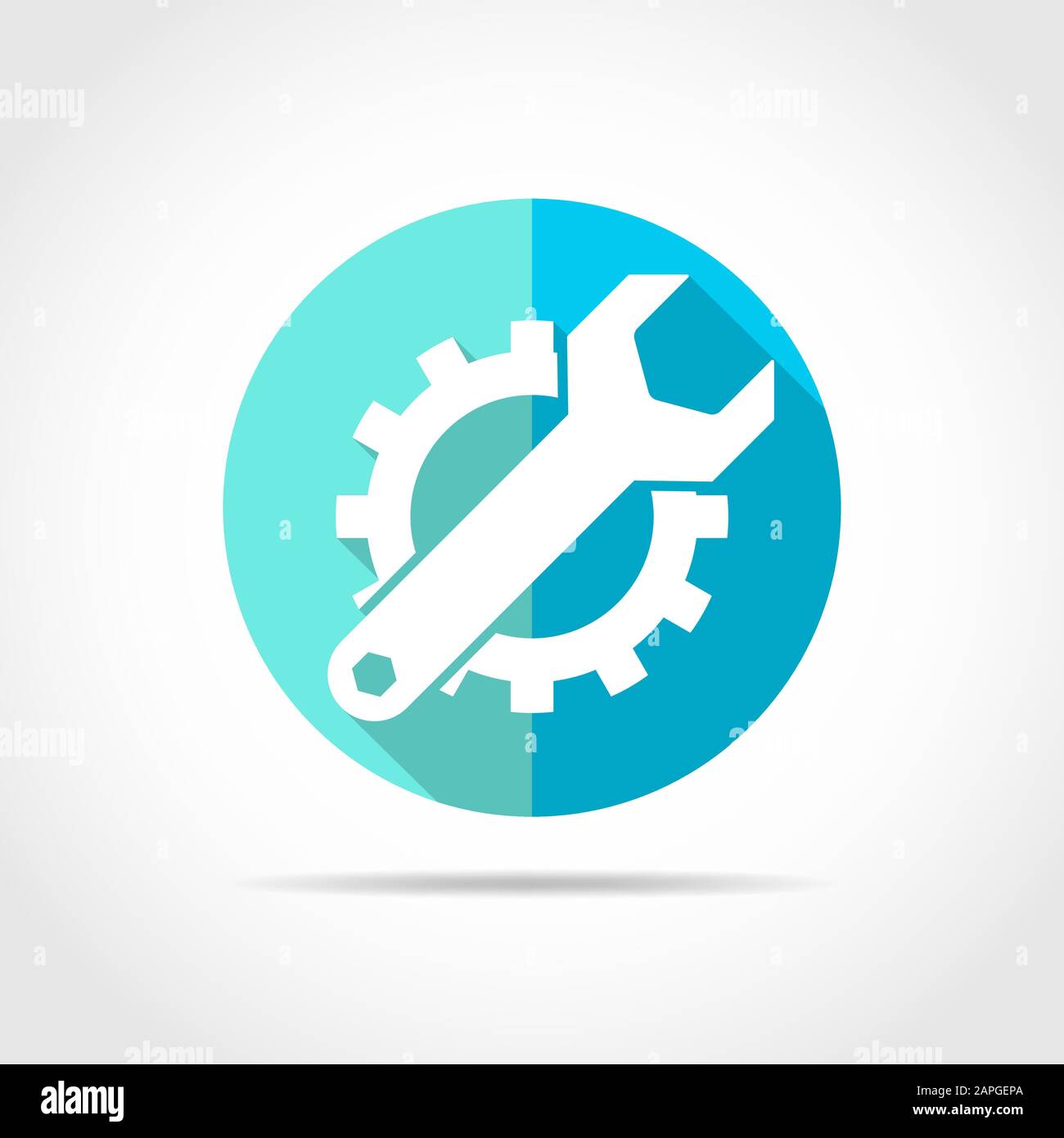 White Service symbol in flat design with long shadow. Vector ...