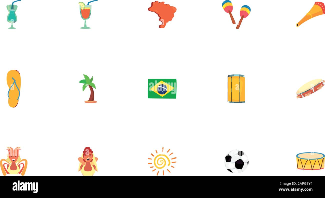 Brazil icon set design, Culture tourism brazilian travel south latin ...