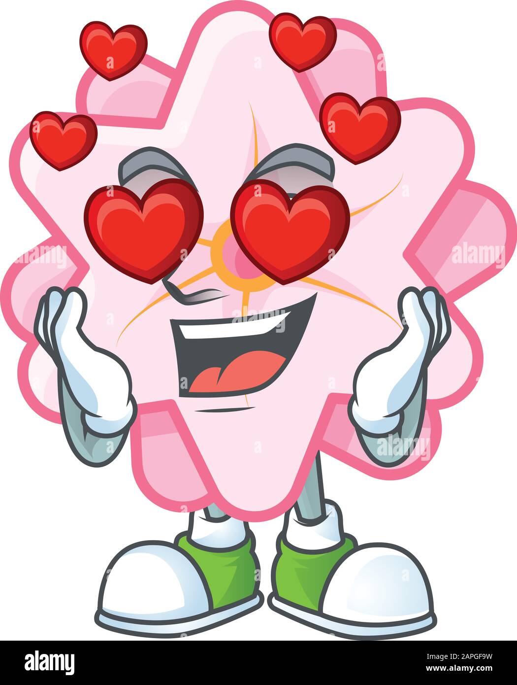 falling in love cute chinese pink flower cartoon character design Stock ...