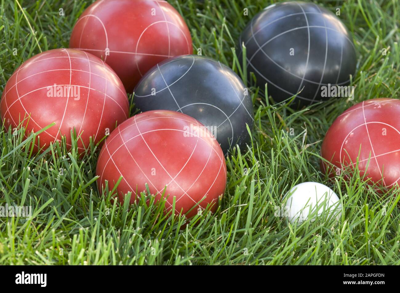 Petanque game play grass ball balls competition hi-res stock ...