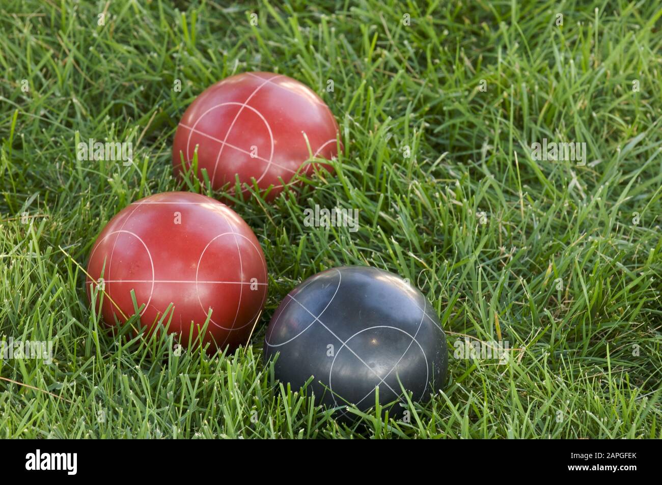 Petanque game play grass ball balls competition hi-res stock ...