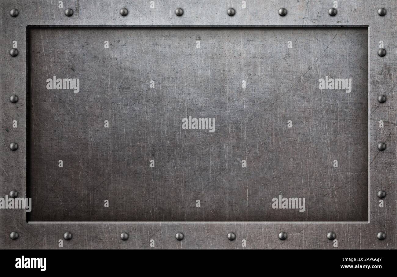 grunge metal frame with rivets background Stock Photo - Alamy
