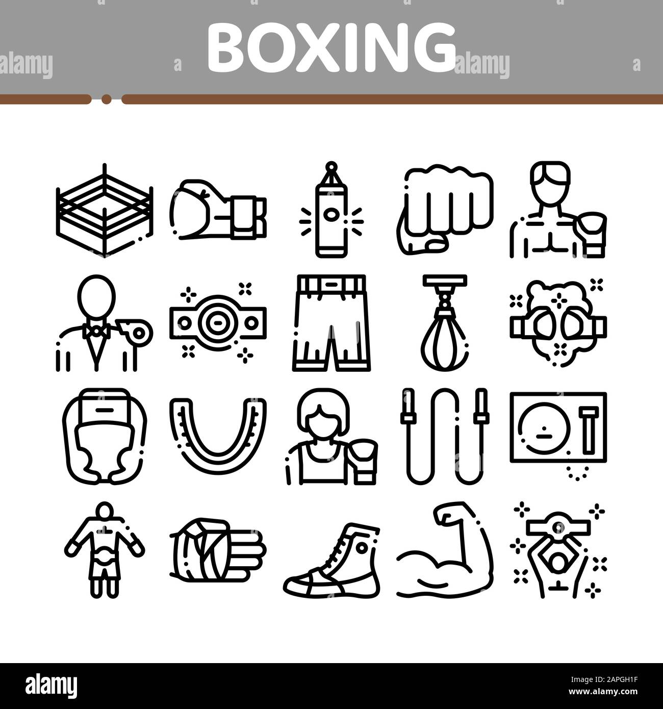 Boxing Sport Tool Collection Icons Set Vector Stock Vector Image & Art ...