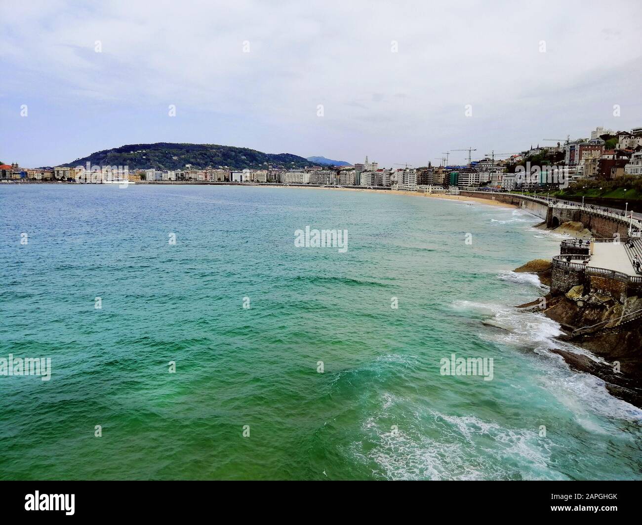 Perfect scenery of a tropical beach in San Sebastian resort town, Spain ...