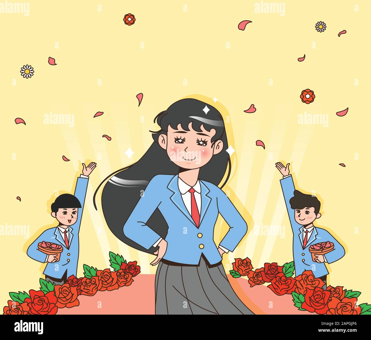 Happy students teenagers cartoon character illustration 011 Stock ...