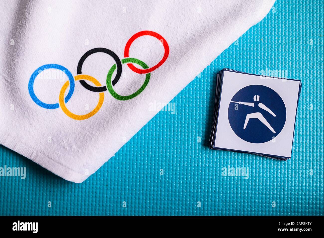 TOKYO, JAPAN, JANUARY. 20. 2020: Fencing pictogram for summer olympic ...