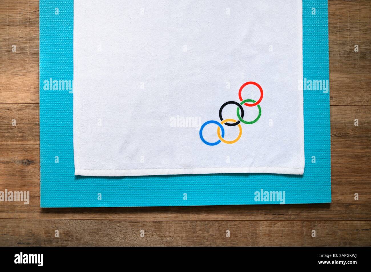 TOKYO, JAPAN, JANUARY. 20. 2020: Olympic wallpaper, white edit space ...