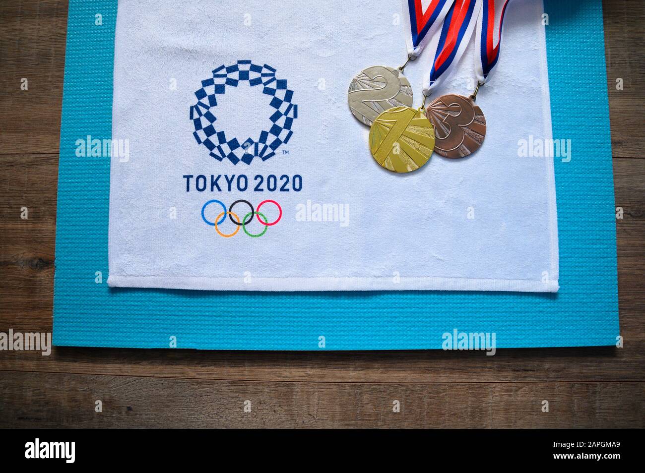 TOKYO, JAPAN, JANUARY. 20. 2020: Olympic medal table, concept photo ...