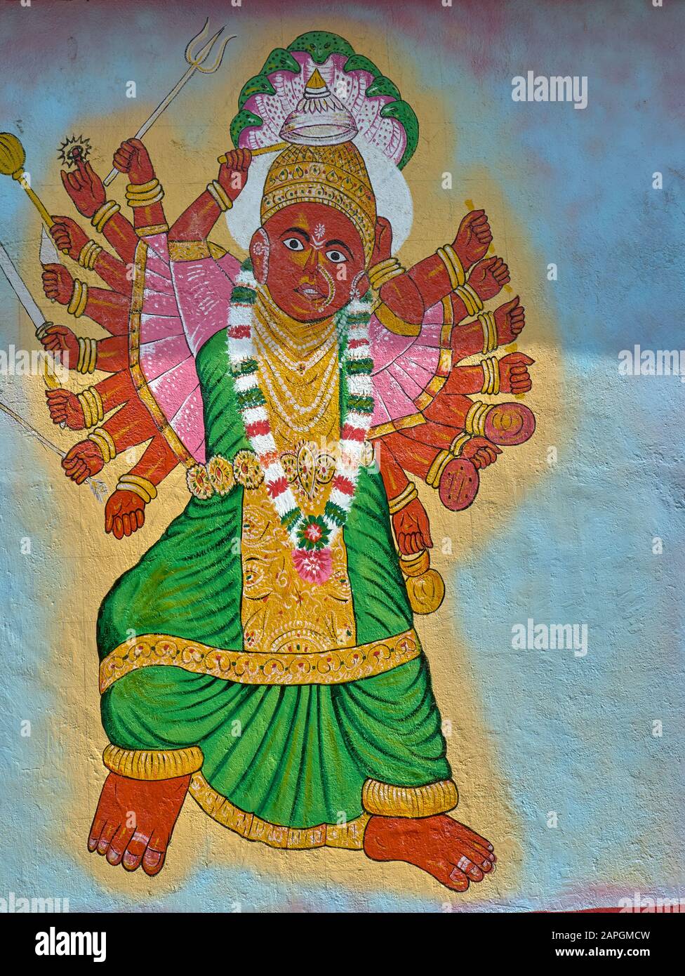 21 Jan 2020 wall painting of Devi on newly painted village shiva temple ...