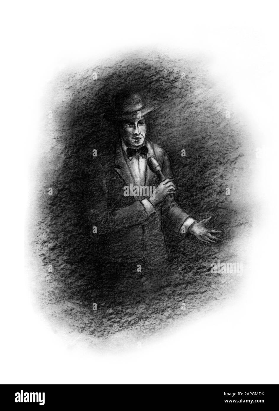 Male singer hand drawn charcoal drawing. Musicians series Stock Photo ...