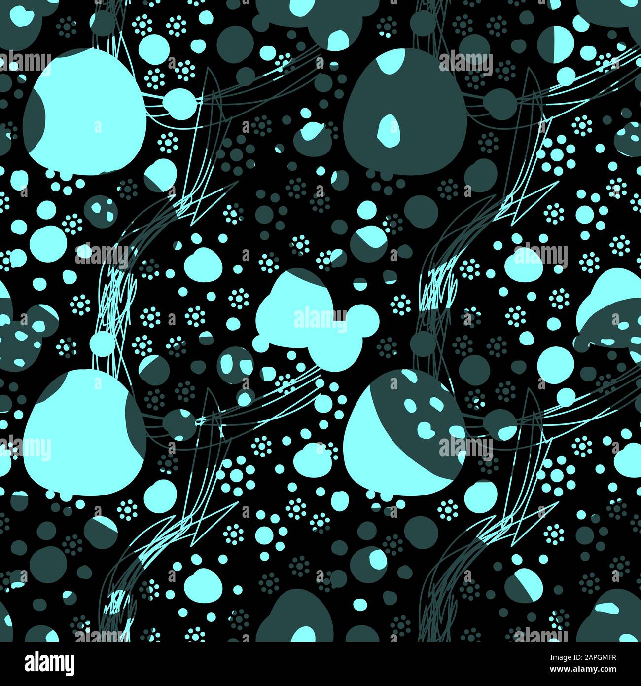 Abstract seamless pattern in black and mint colors. Polka dots ...