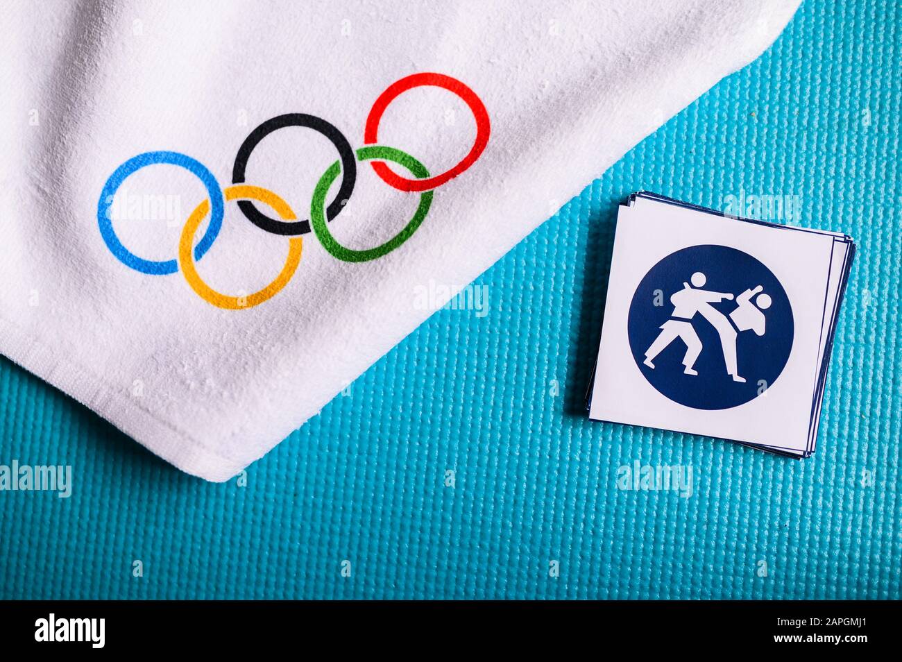 TOKYO, JAPAN, JANUARY. 20. 2020: Karate Kumite pictogram for summer ...