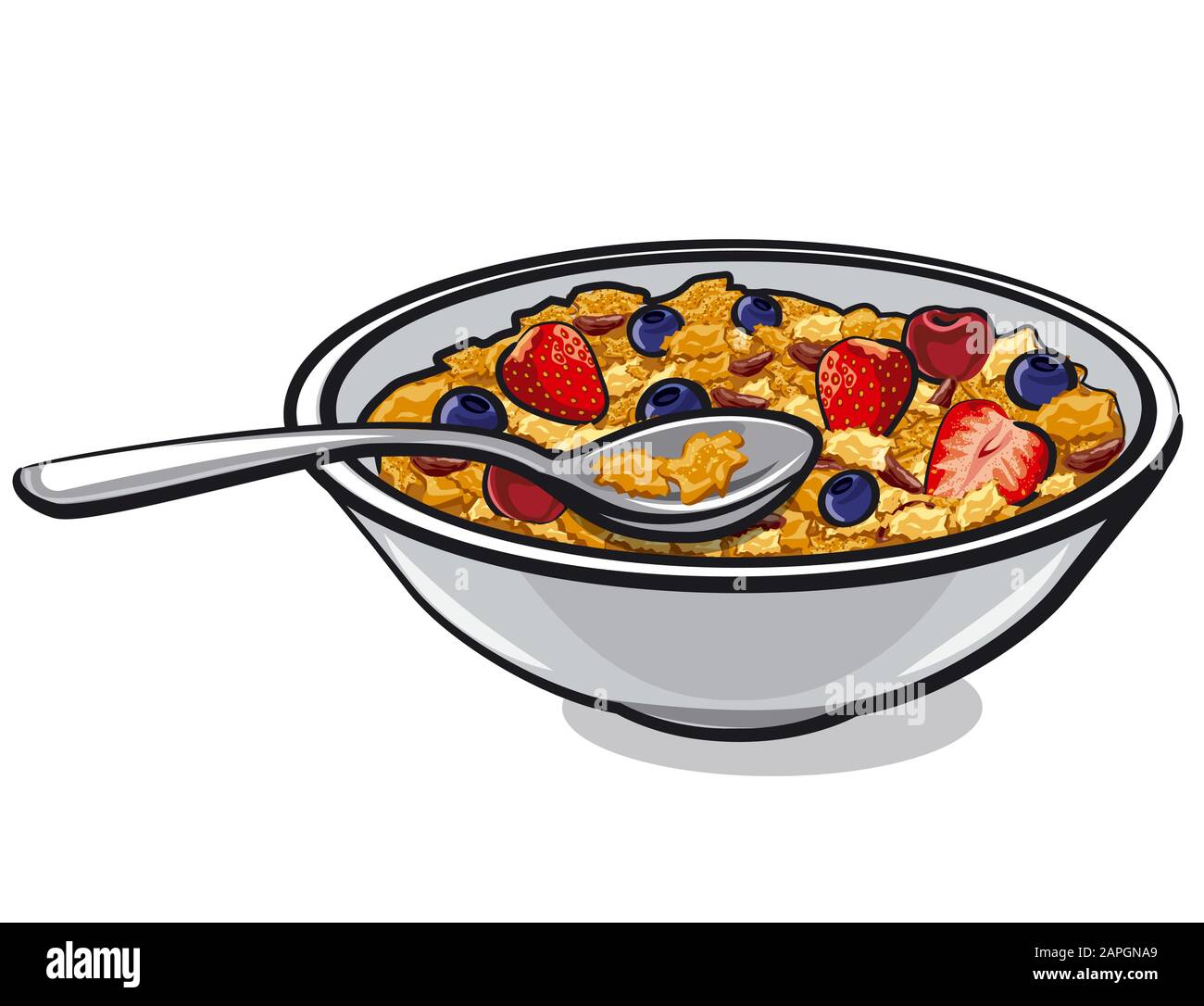illustration of the muesli with berries in the plate Stock Vector Image ...