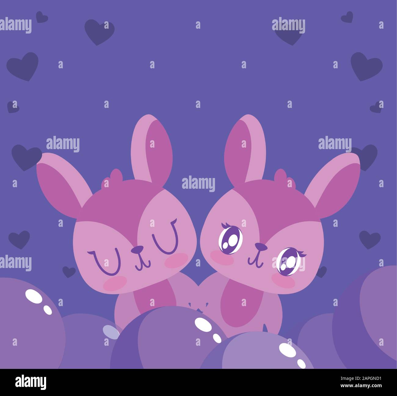 Rabbits cartoons couple design of love passion romantic valentines day ...