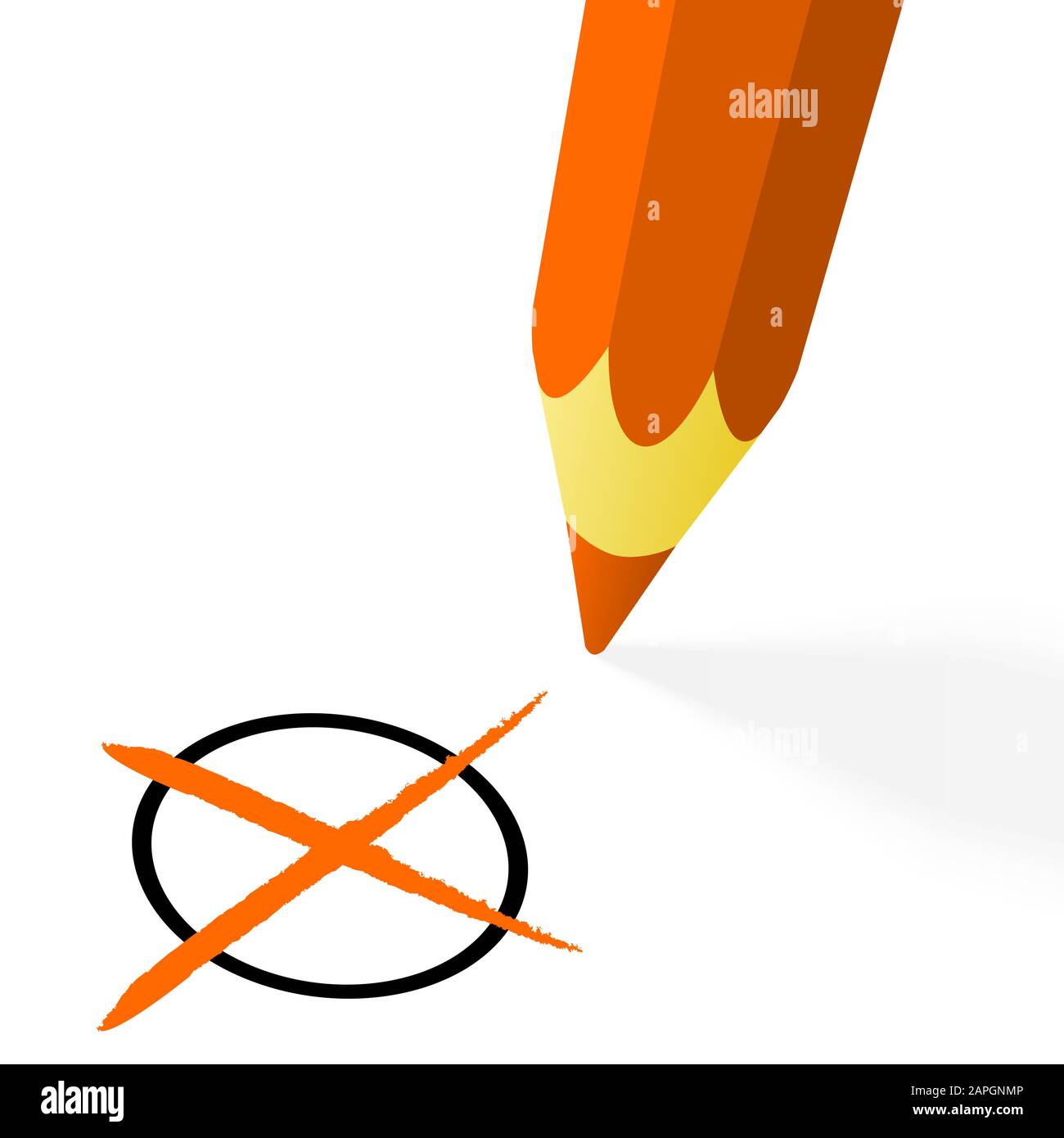 illustration of pencil colored orange drawing a cross Stock Vector ...
